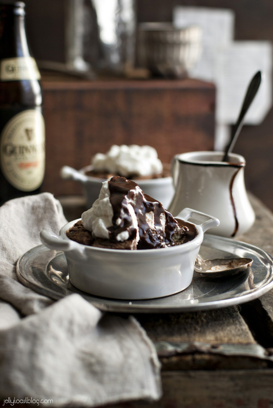 chocolate balsamic bread pudding with guinness chocolate sauce and ...